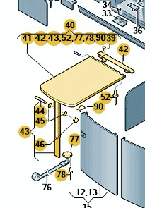 VW T6/T5 California SE replacement sliding table 2012 - 2019 7E7 068 ...